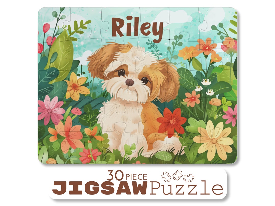 Child's Dog Jigsaw Puzzle, Cute Fluffy Puppy Jigsaw Puzzle for Toddler ...