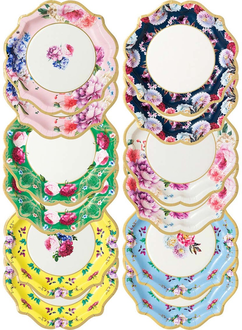 Truly Scrumptious Tea Party Paper Plates - 6 Floral Pattern - Etsy