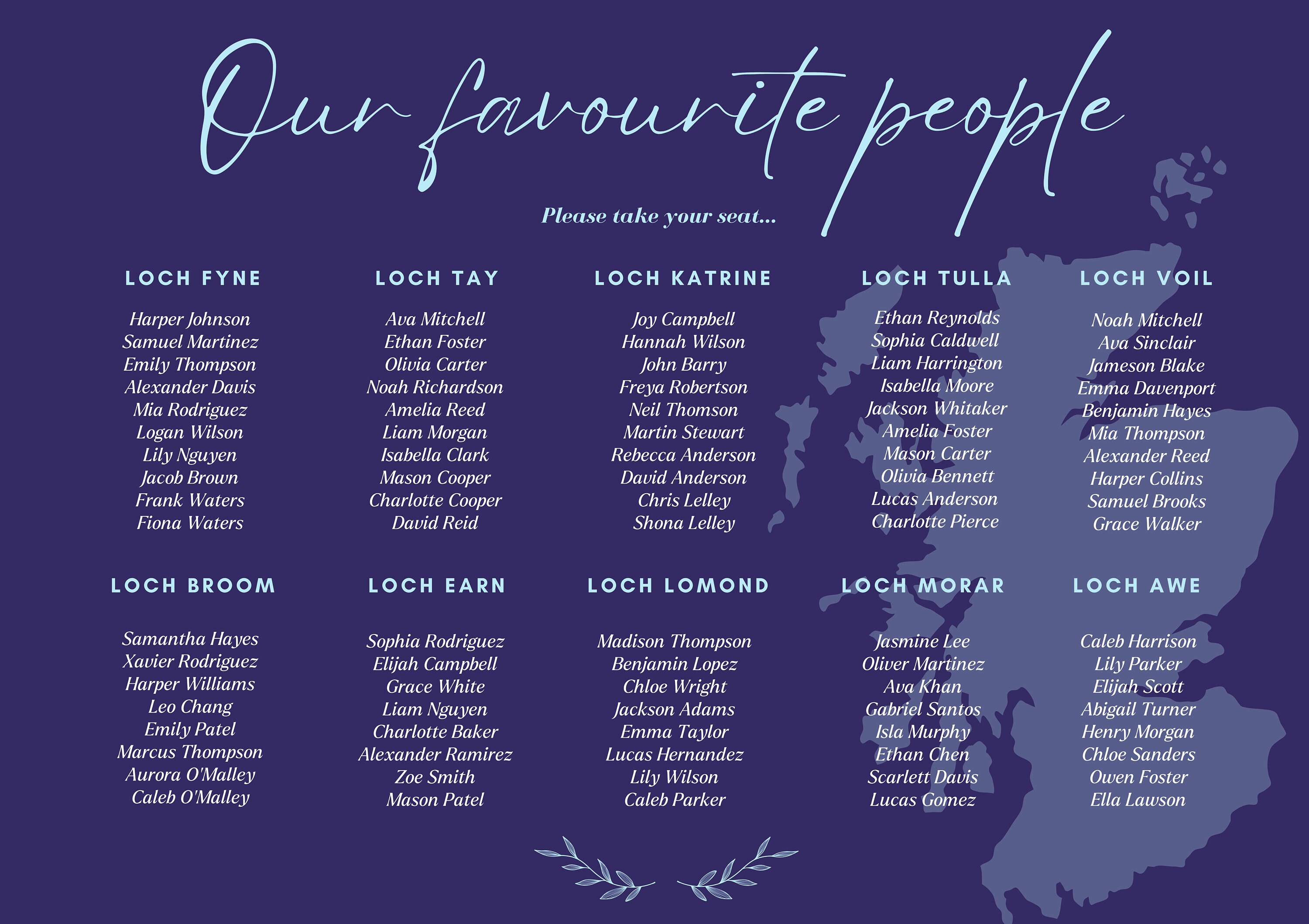 Editable Modern Wedding Seating Plan, Digital Download, Scottish ...