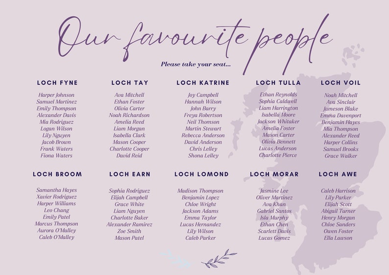 Editable Modern Wedding Seating Plan, Digital Download, Scottish ...