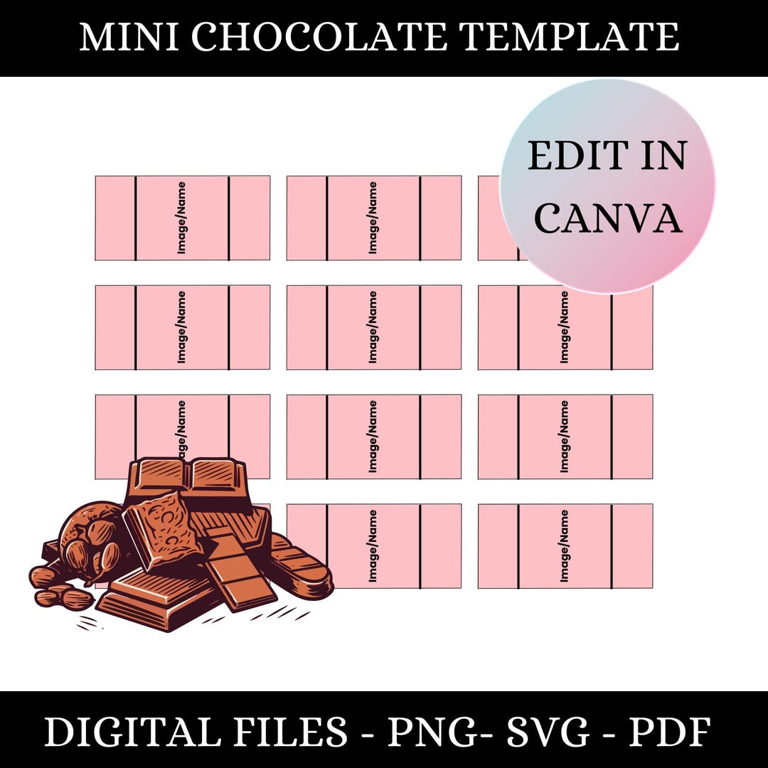 Mini Chocolate Bar Wrap Label - Editable PDF for Mini Hershey's Bars ...