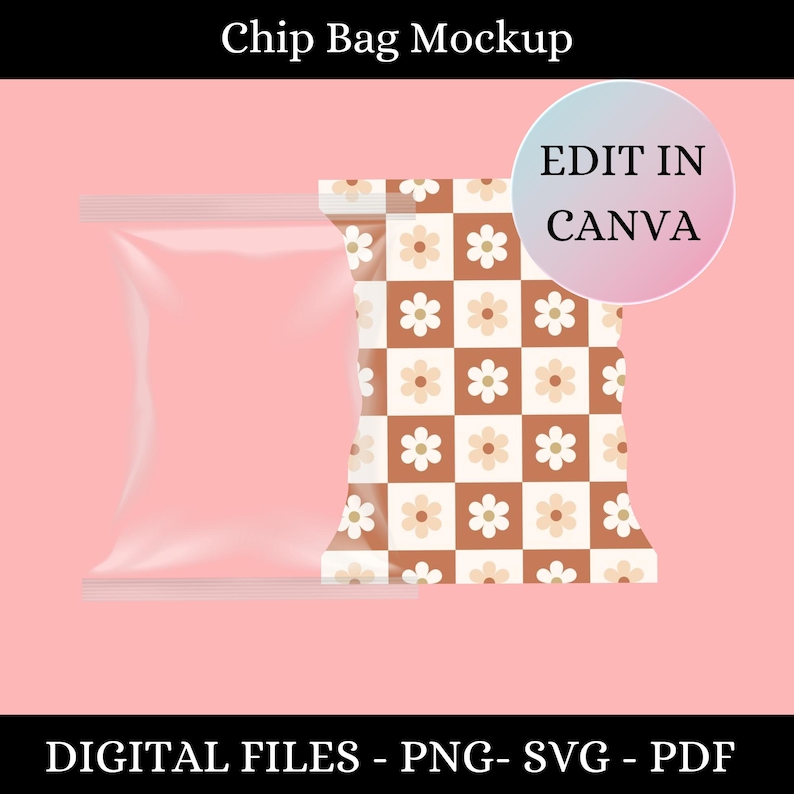 Chip Bag Mockup for Canva, Chip Bag Template, Editable Chip Bag ...