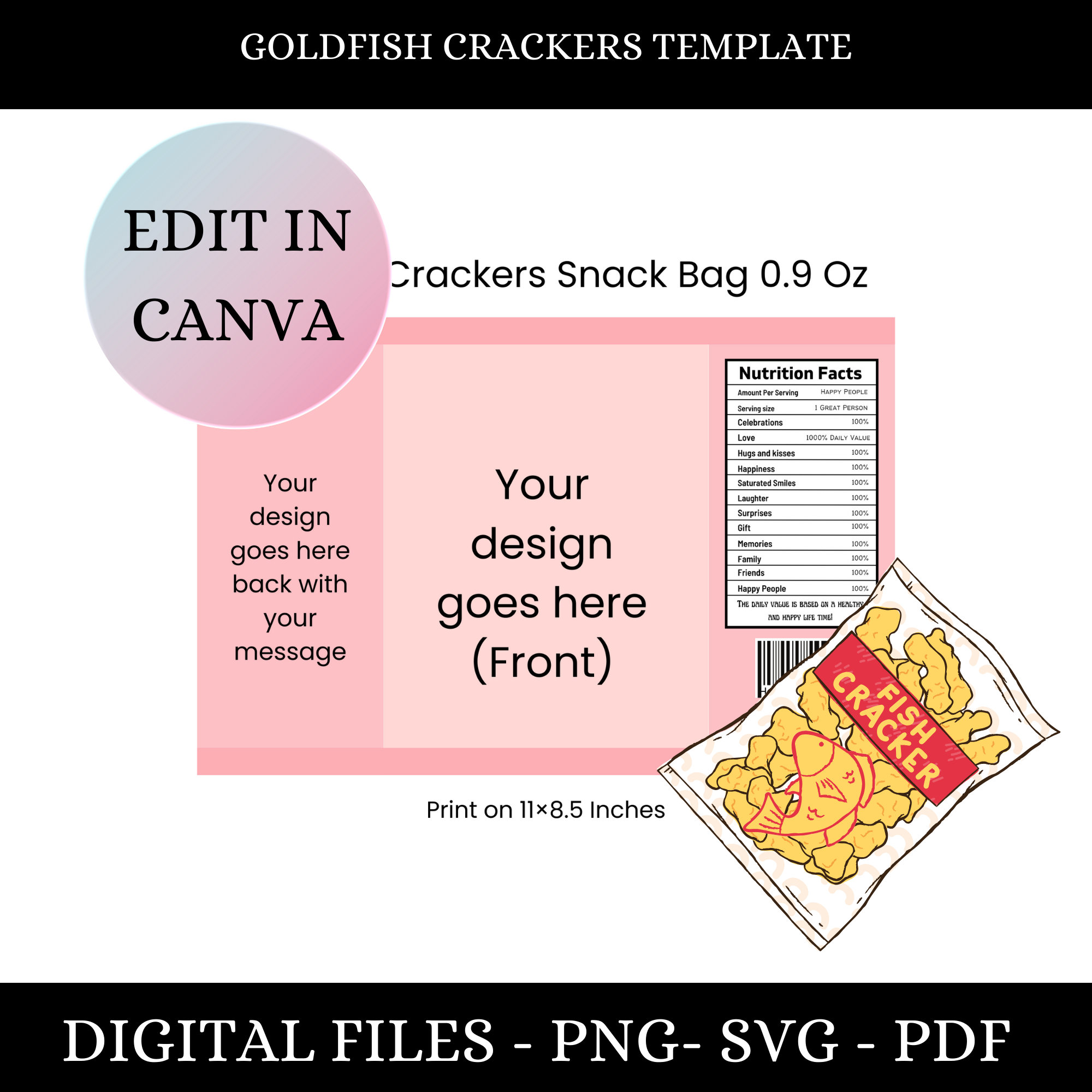 Goldfish Crackers Template, Blank Goldfish Crackers Bag, Goldfish ...