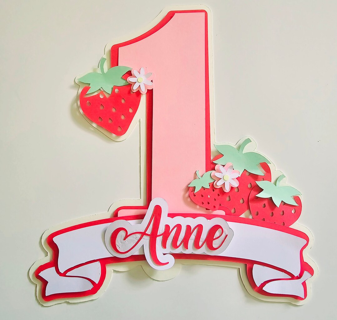 Strawberry Cake Topper, Berry First Birthday, Personalized Strawberry ...