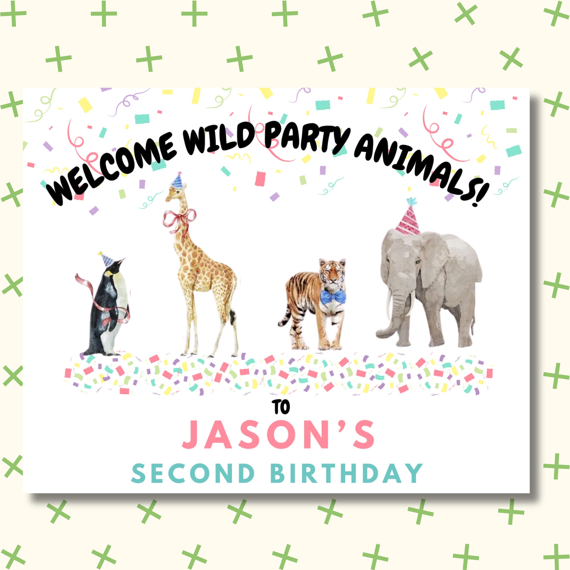 Editable Zoo Safari Welcome Jungle Sign, Party Animals Sign, Birthday ...