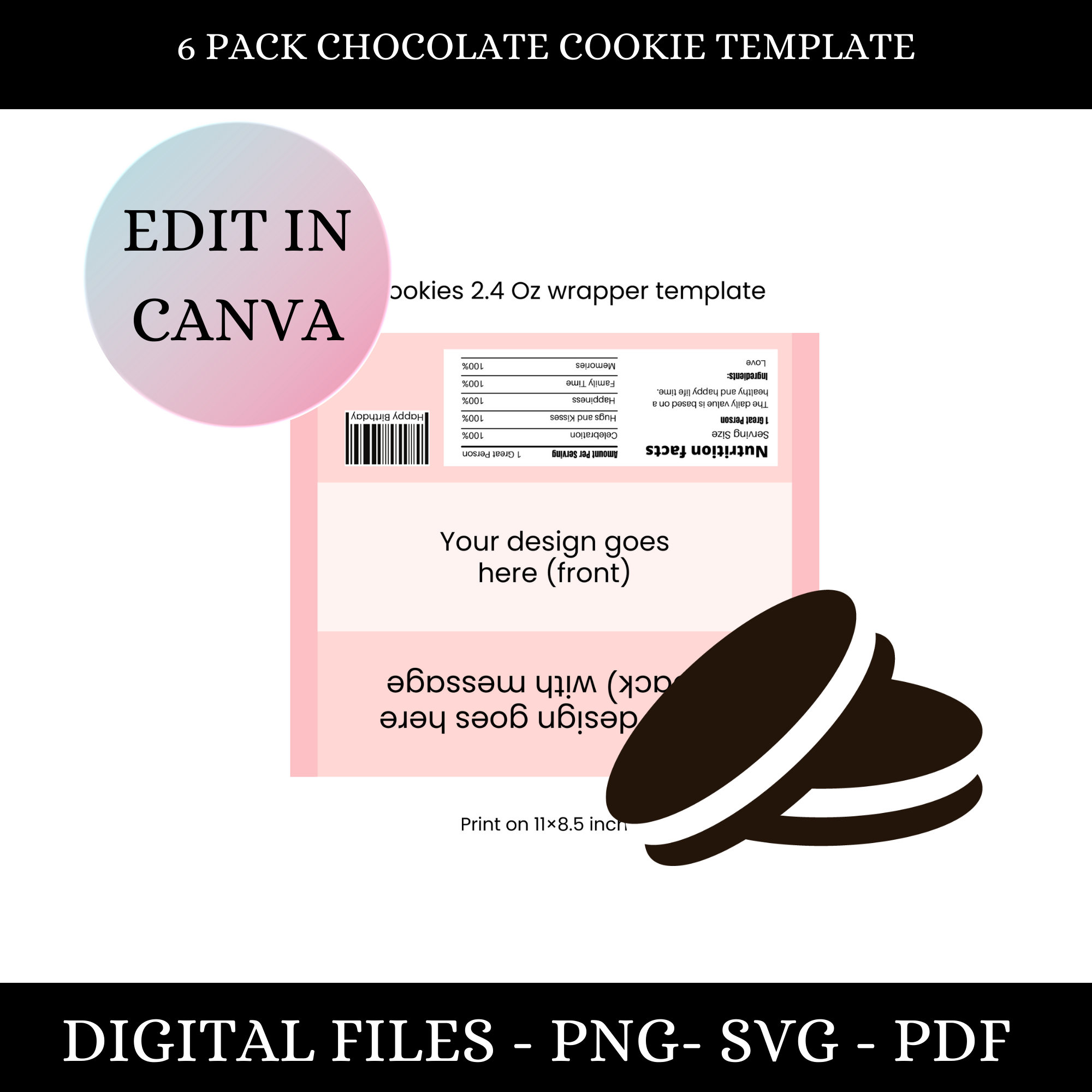 Chocolate Cookies Template Svg, Chocolate Cookies Treats, DIY Chocolate ...