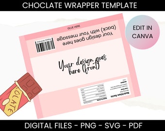 Blank Chocolate Wrapper Template Canva Editable - Etsy
