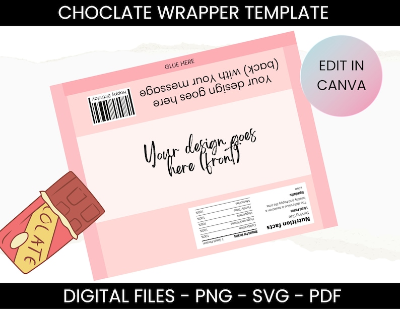 Chocolate Bar Wrapper Template, Blank Editable Canva Template, Chip Bag ...