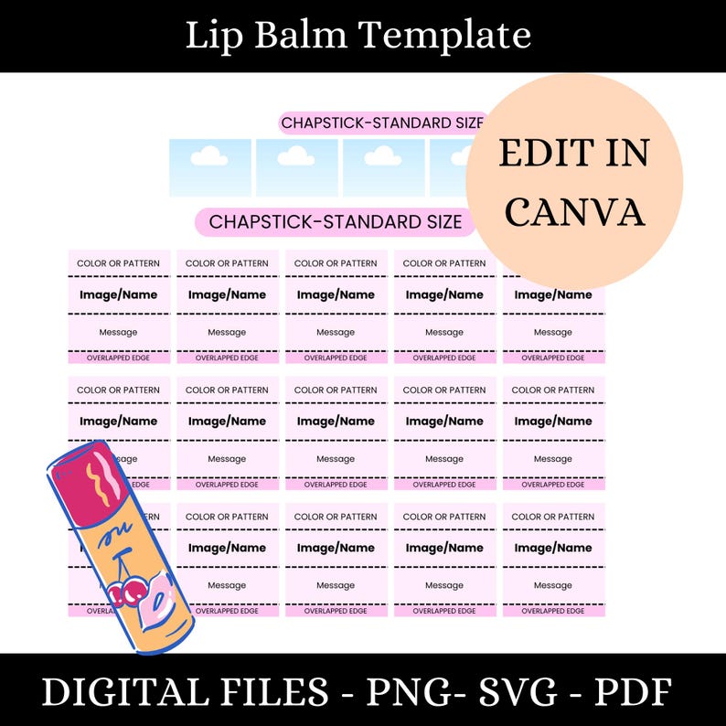 Lip Balm Labels Template, Lip Balm Label,chapstick Label, Lip Balm Wrap ...