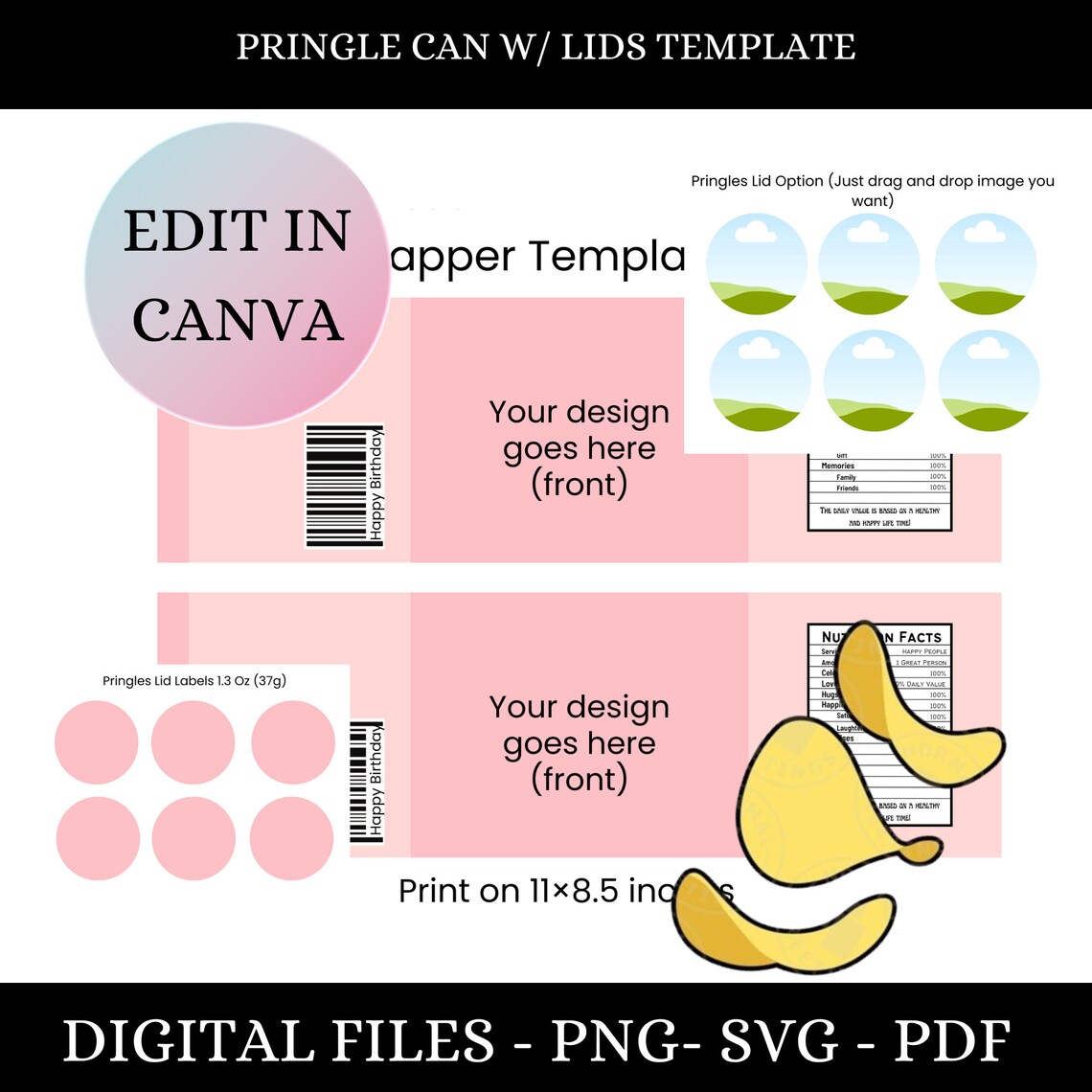 Pringles Template Svg, Pringles, DIY Pringlestemplate, Blank Template ...
