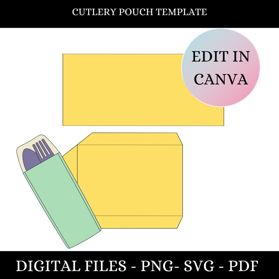 Cutlery Pouch Template Svg, Cutlery Pouch, DIY Cutlery Pouch Template ...