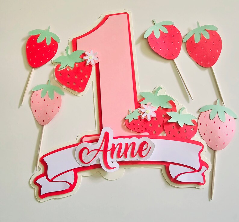 Strawberry Cake Topper, Berry First Birthday, Personalized Strawberry ...