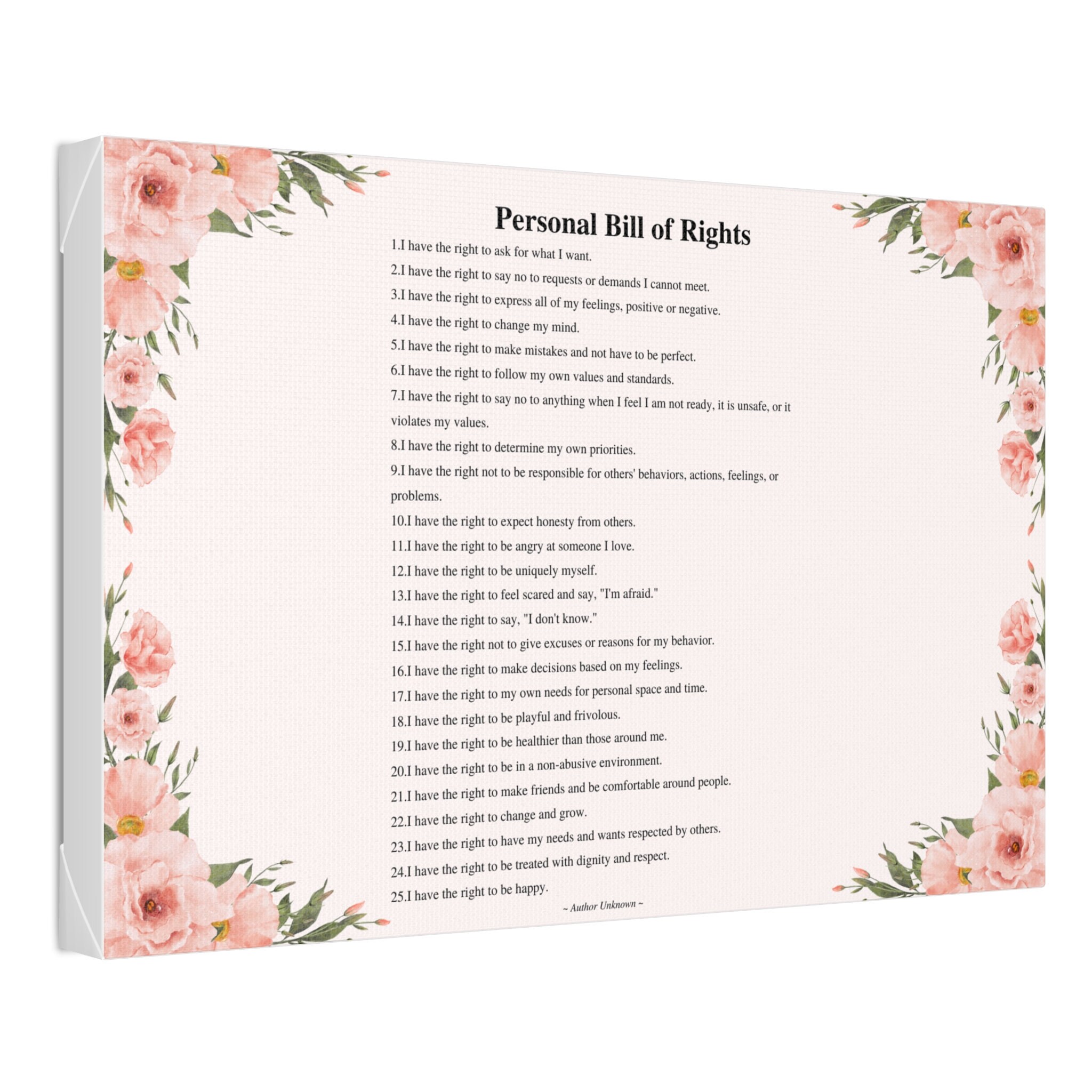 Personal Bill of Rights Therapy Tools Therapy Office Decor Home Decor ...