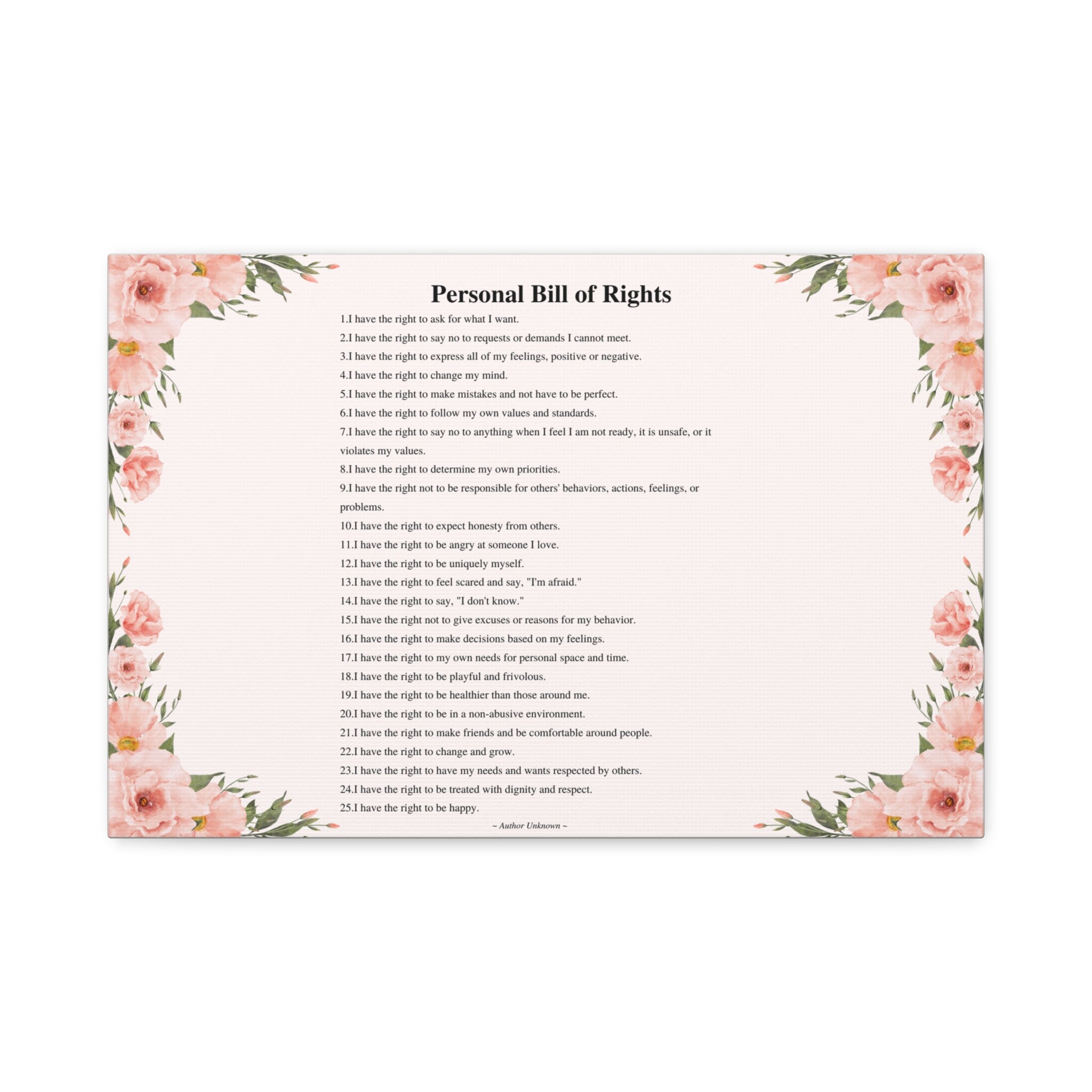 Personal Bill of Rights Therapy Tools Therapy Office Decor Home Decor ...