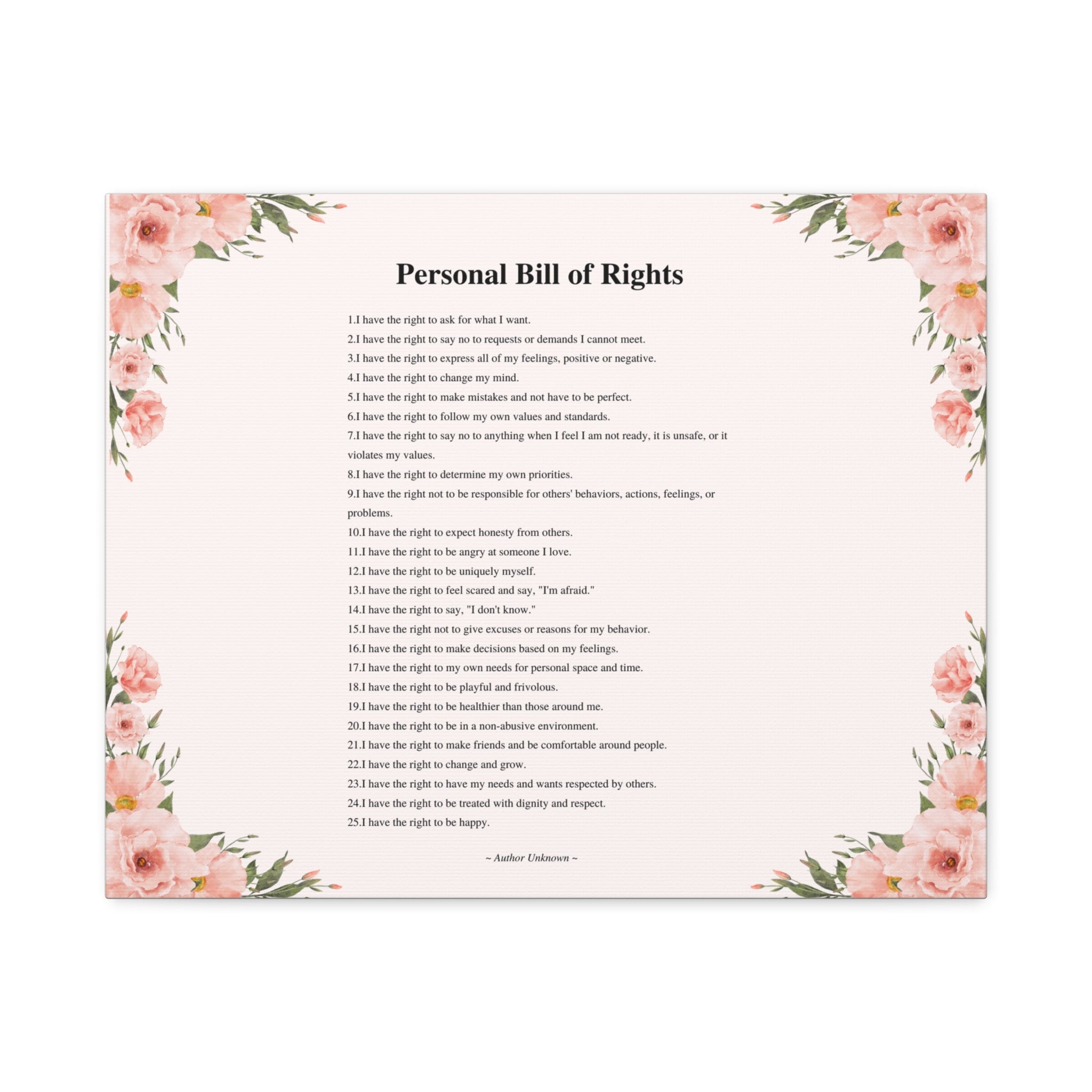 Personal Bill of Rights Therapy Tools Therapy Office Decor Home Decor ...