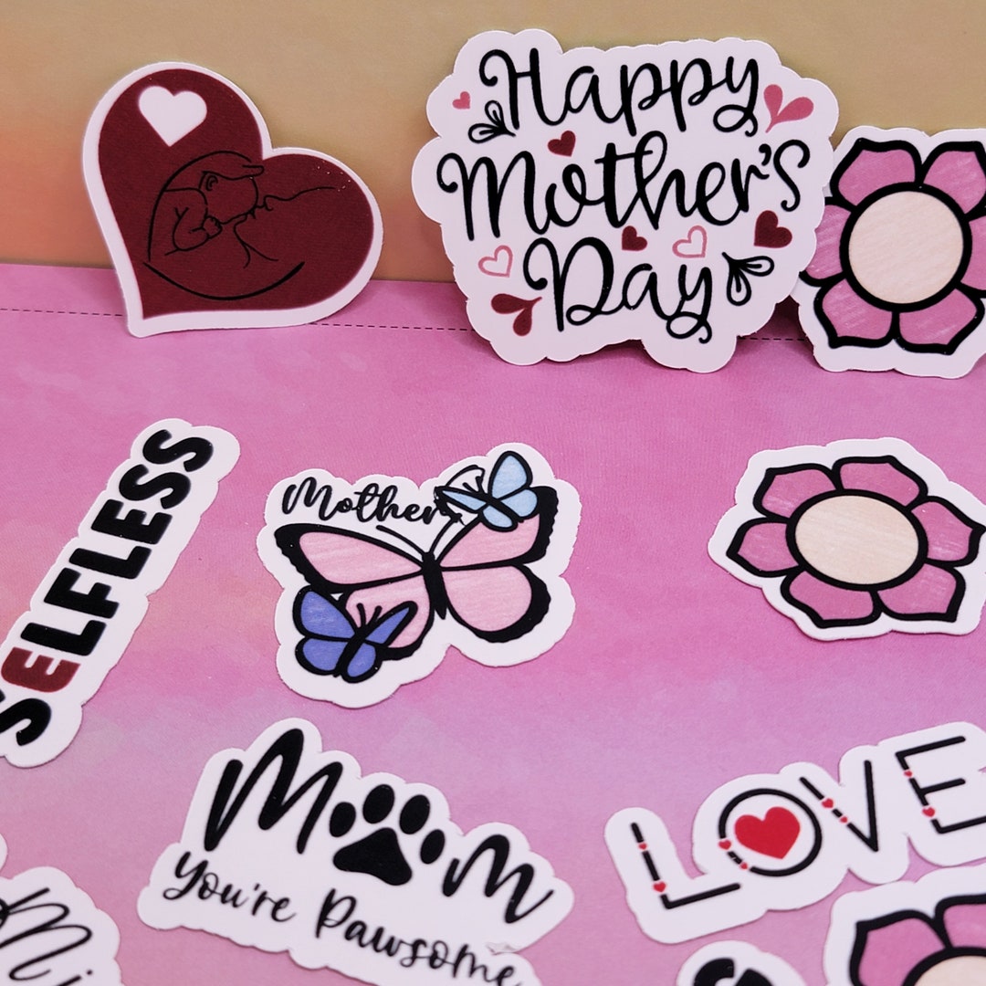 Mothers Day Stickers. Set of 25 Stickers Lot Fun Pack, Laptop, Notepad ...