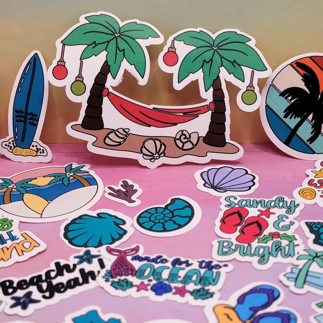 Beach Stickers, Summer, Ocean Views, Playa Stickers Summer Beach Set of ...