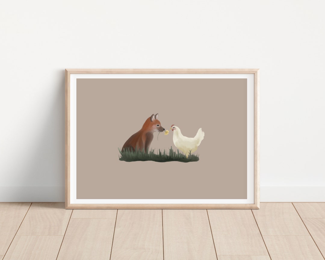 Poster A4, Fox & Chicken - Etsy