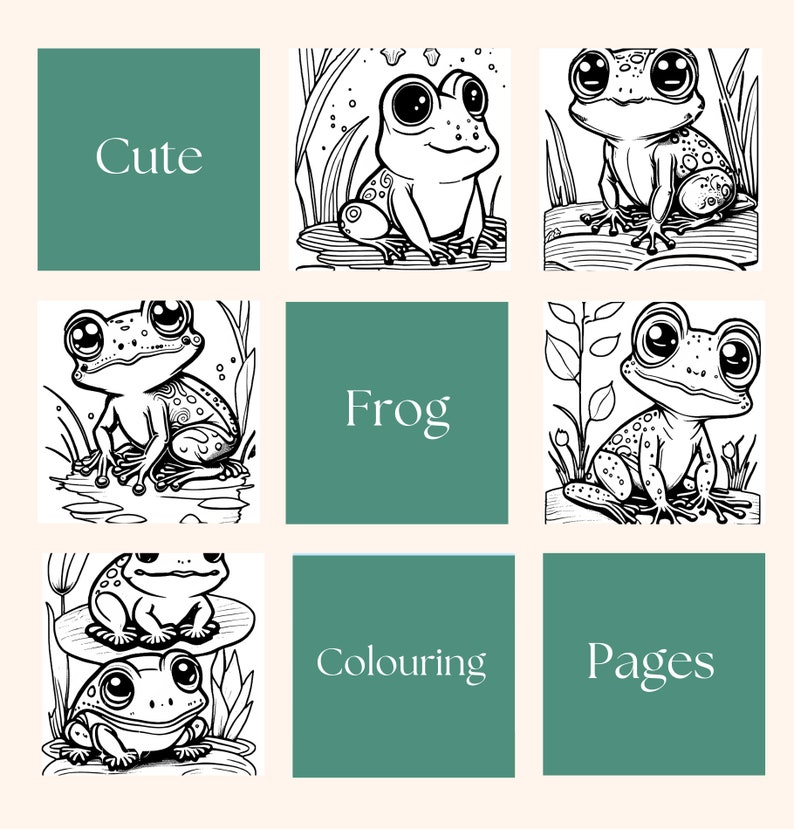Colouring Pages Cute Frogs, 5 Colouring Pages, Colouring Sheets ...