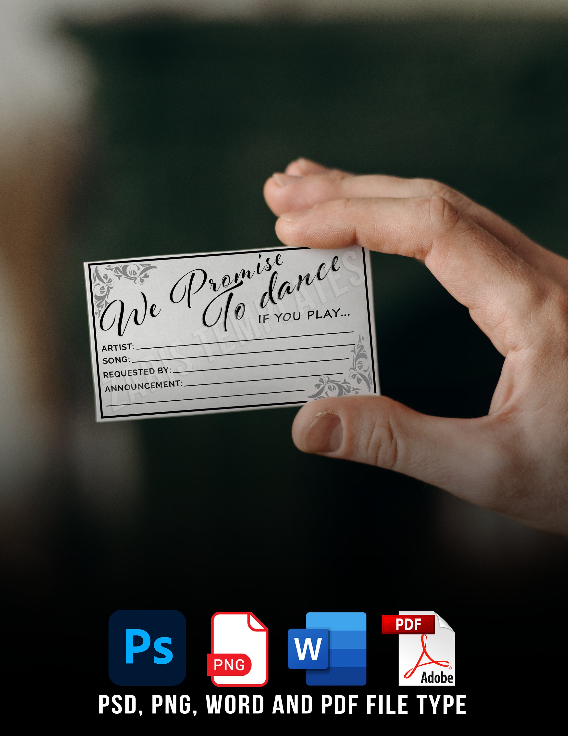 DJ Song Request Template | Disc Jockey Song Request Printable Card ...