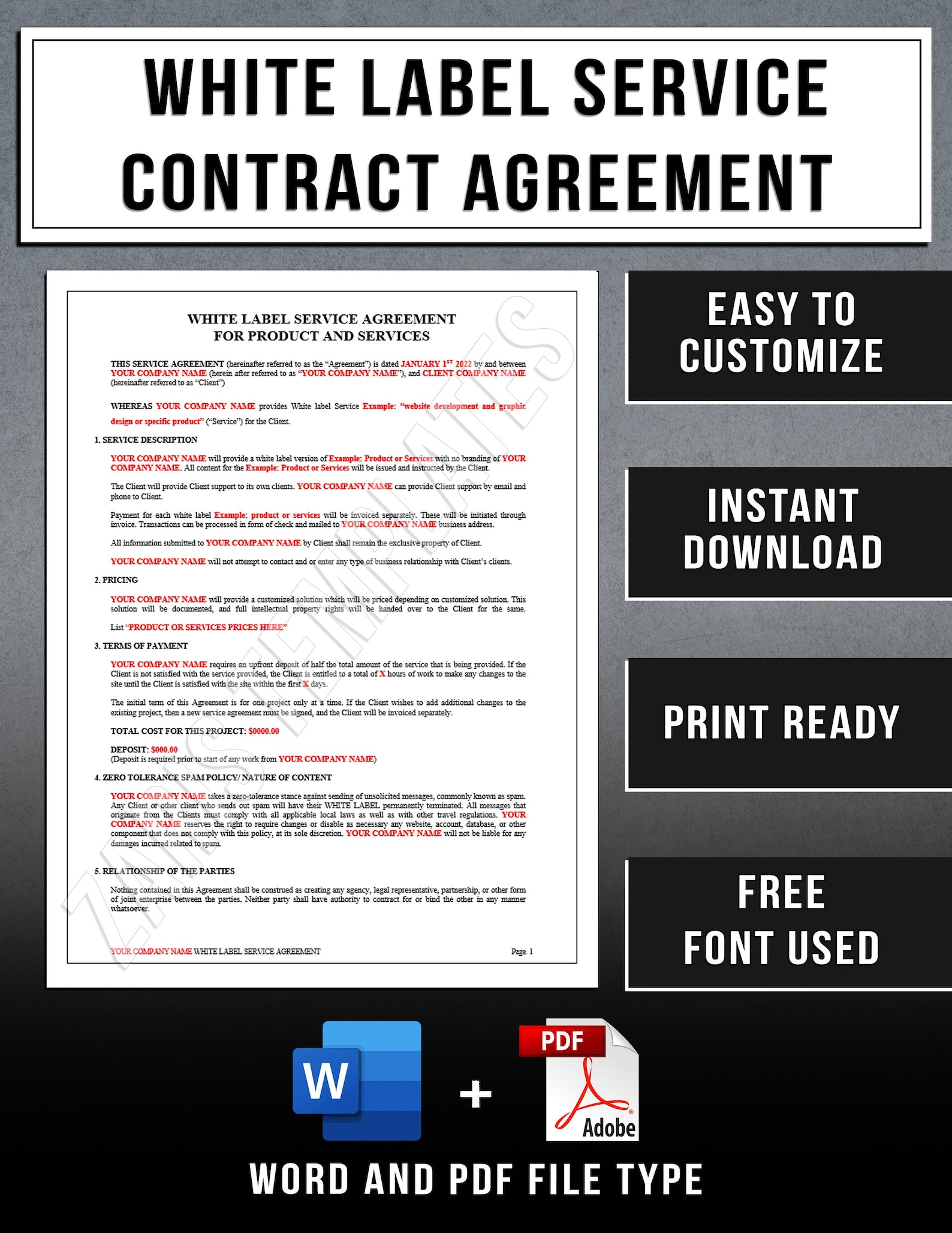 White Label Service Agreement for Product and Services Agreement ...