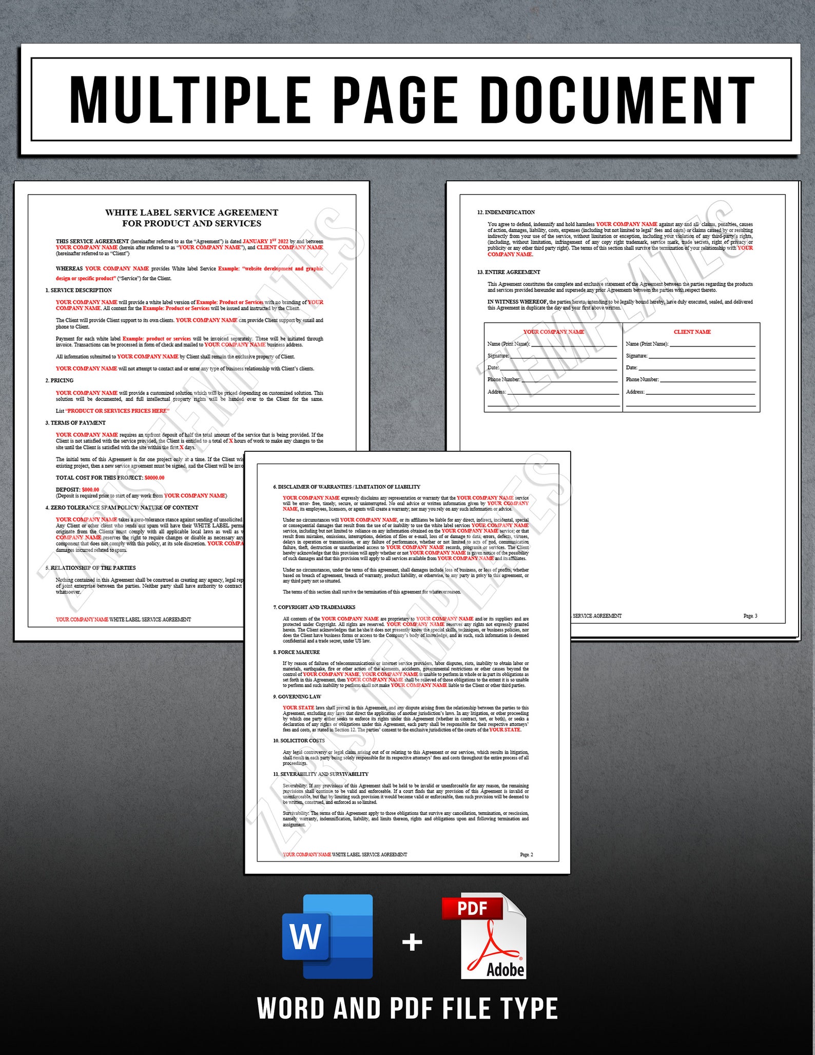 White Label Service Agreement for Product and Services Agreement ...