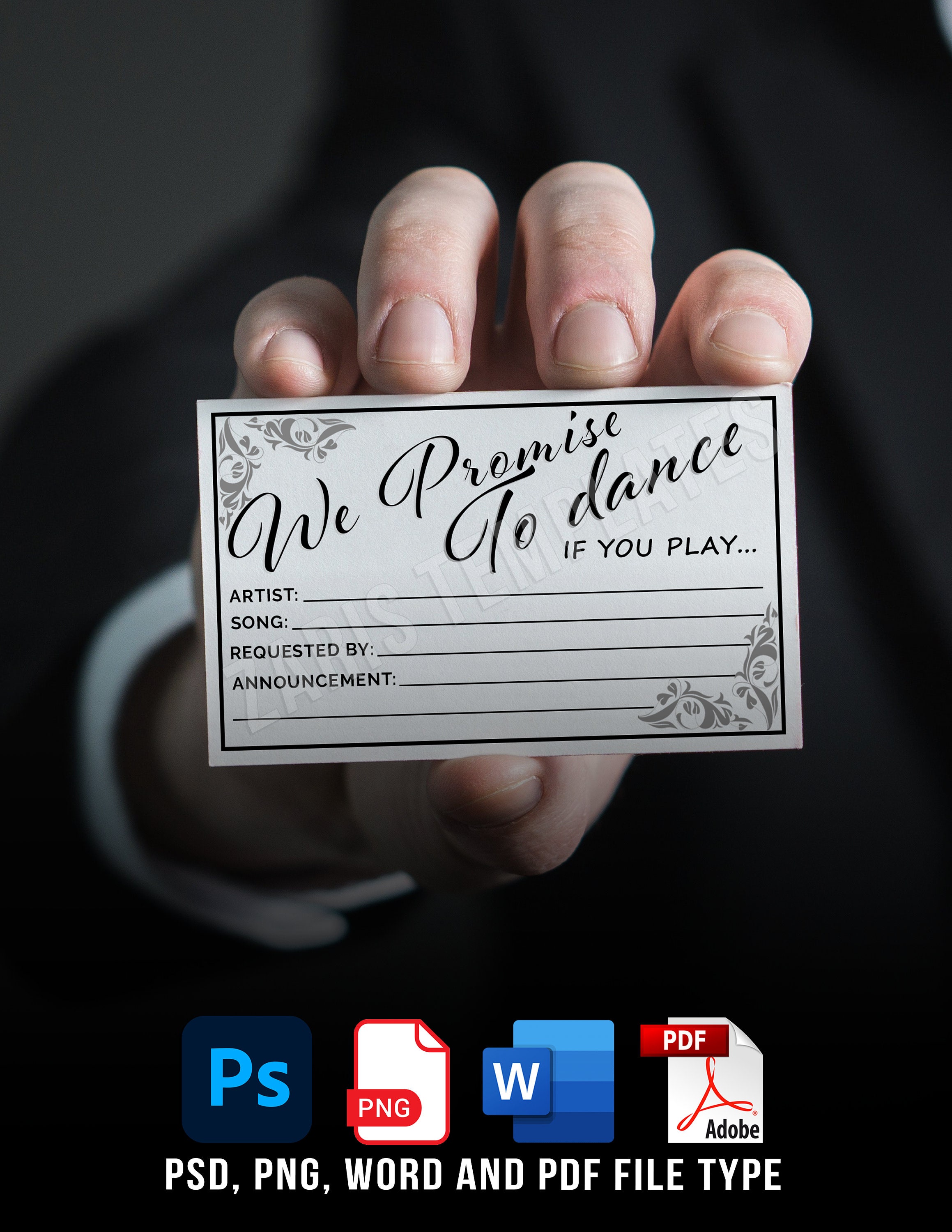 DJ Song Request Template | Disc Jockey Song Request Printable Card ...