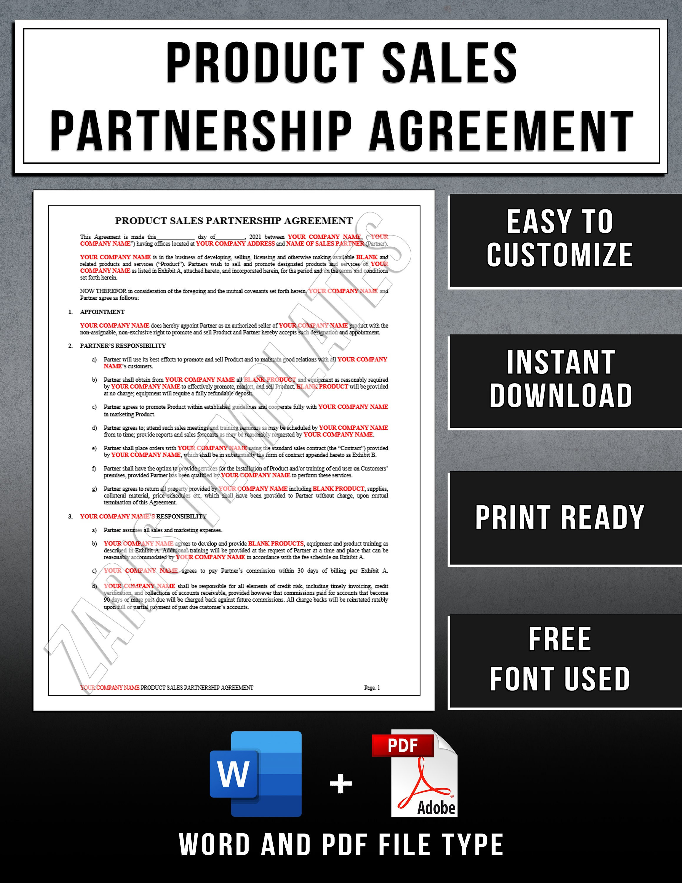 Sales Partnership Agreement Template