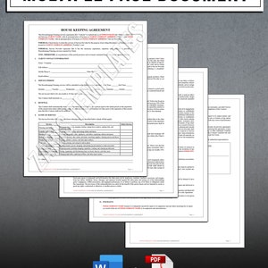 House Keeping Agreement Template | Maid Services Contract | Instant ...