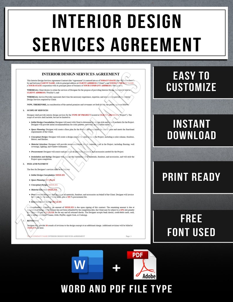 Interior Design Services Agreement Template | Interior Design Services ...