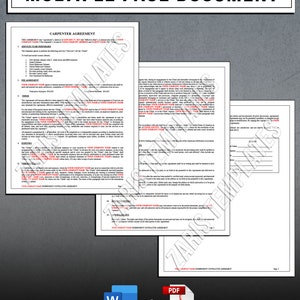 Professional Carpenter Agreement Template | Cabinet Installer Builder ...