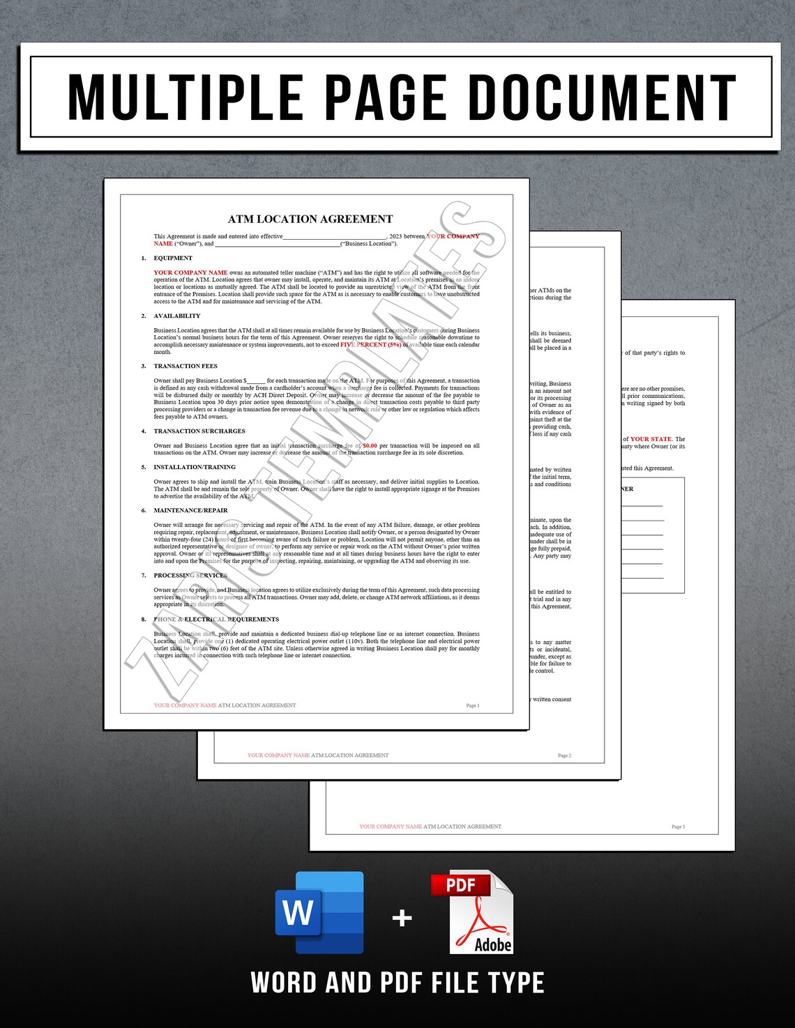 Atm Location Agreement Template | ATM Business Site Lease Agreement ...