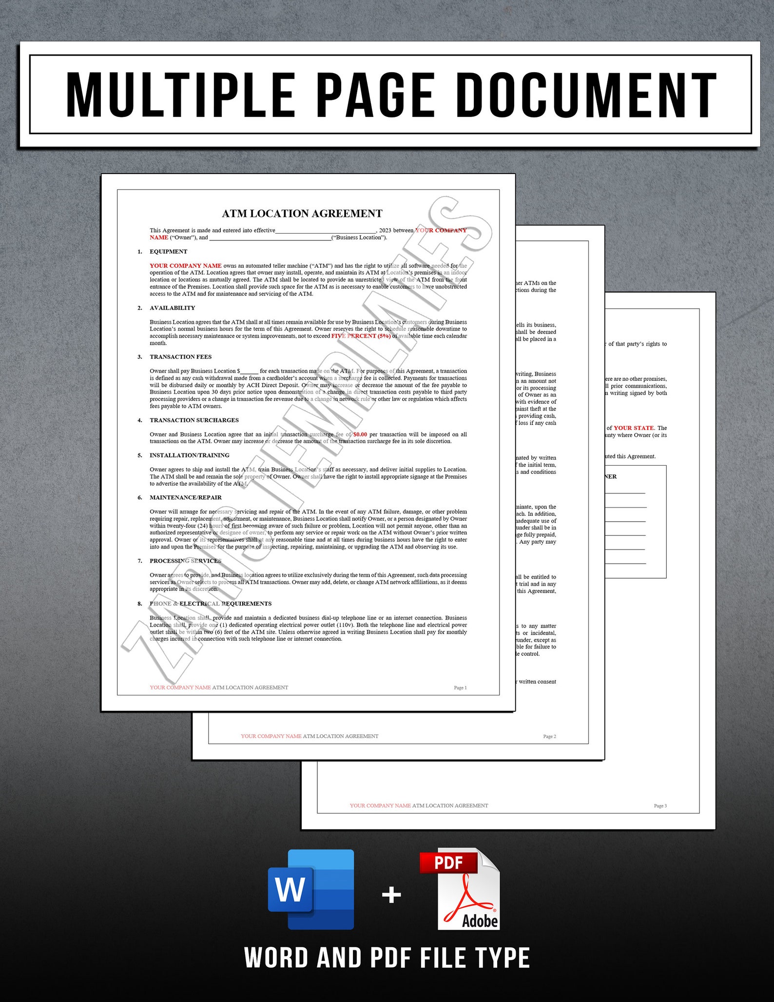 Atm Location Agreement Template | ATM Business Site Lease Agreement ...
