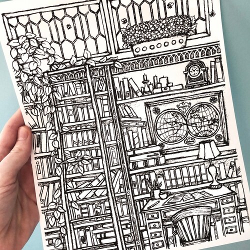Library Building Coloring Pages
