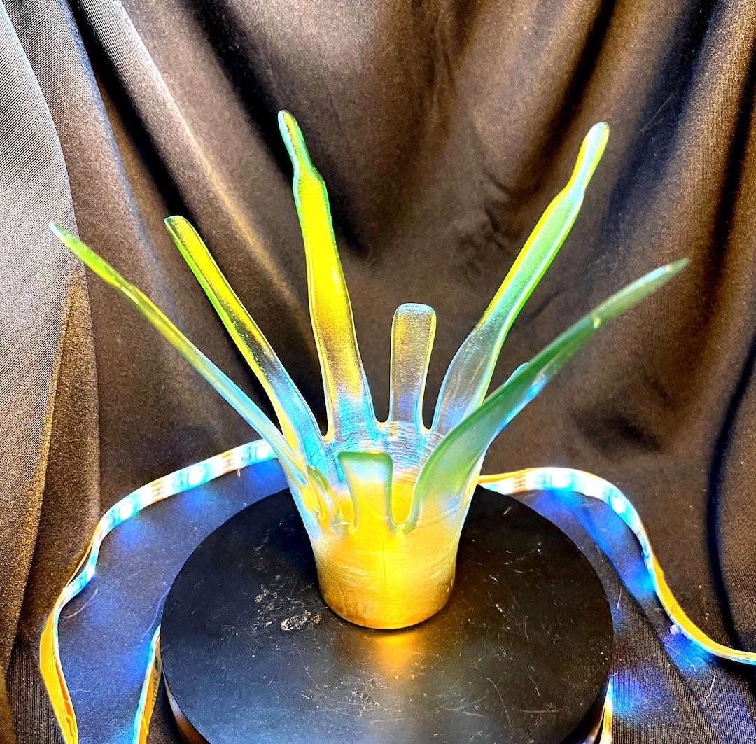 Splash Shaped Clear Green and Gold Flower Vase - Etsy