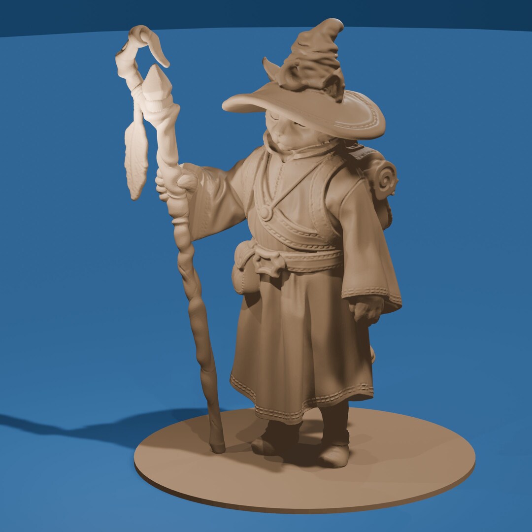 Cat Wizard Figure / Fantasy Mage Figurine - Etsy