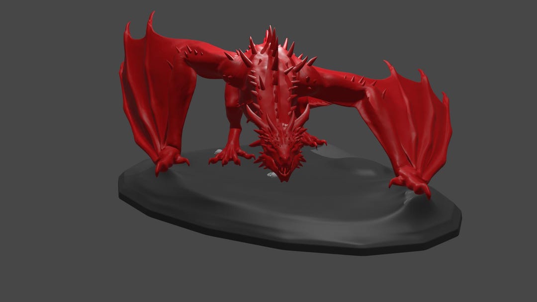 Red Dragon Perched Model / Fantasy Dungeon and Dragon Figure STL File ...