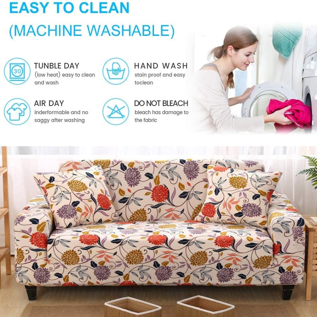 Printed Sofa Cover Stretch Couch Cover Sofa Slipcovers for Couches and ...