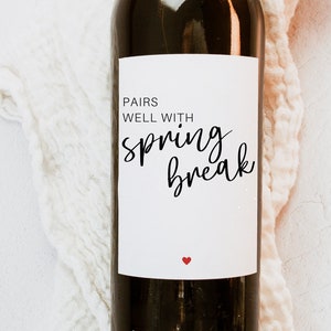 Pairs Well With Spring Break, Teacher Appreciation Gift, Teacher Wine ...