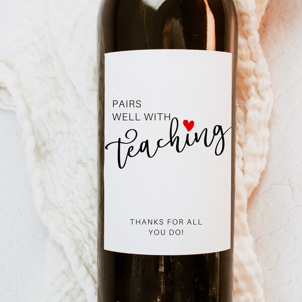 Teacher Wine Label - Etsy