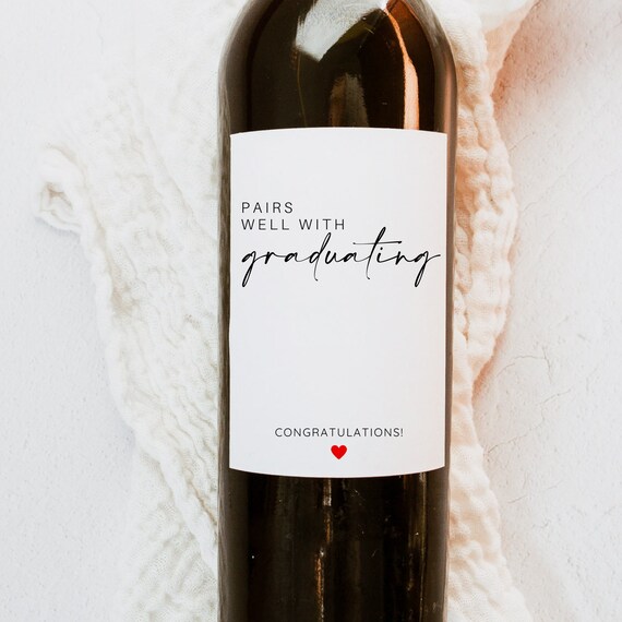 Pairs Well With Graduating Graduation Gift Graduation Wine | Etsy