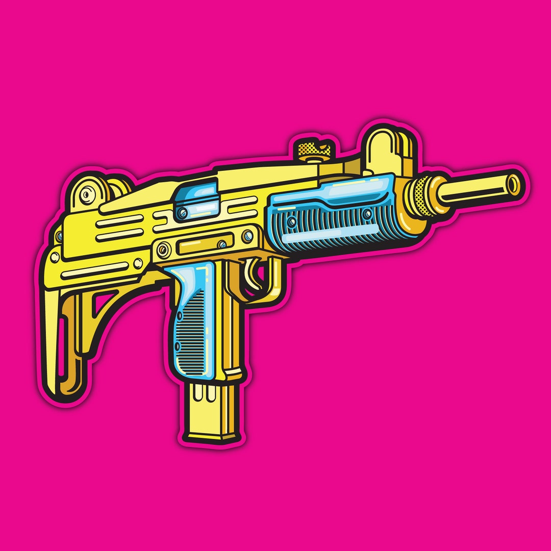 Golden Metallic Uzi Vinyl Sticker - Etsy