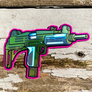 Golden Metallic Uzi Vinyl Sticker - Etsy