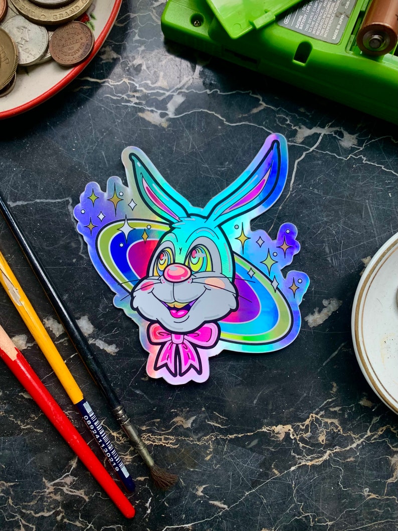 Holographic Bunny Vinyl Sticker - Etsy