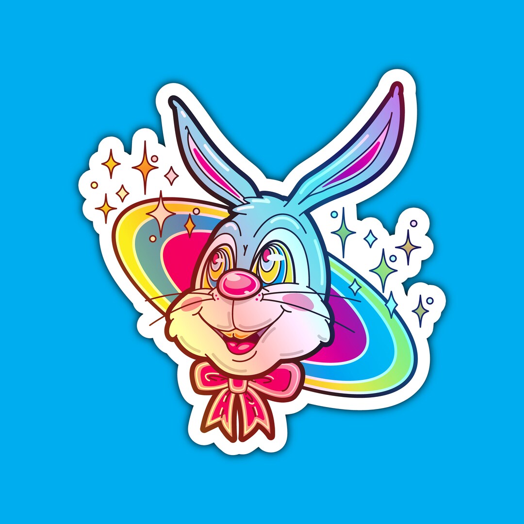 Holographic Bunny Vinyl Sticker - Etsy