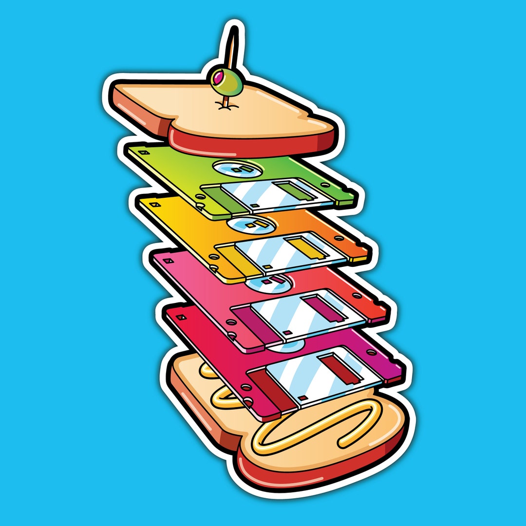 Floppy Disk Sandwich Vinyl Sticker - Etsy