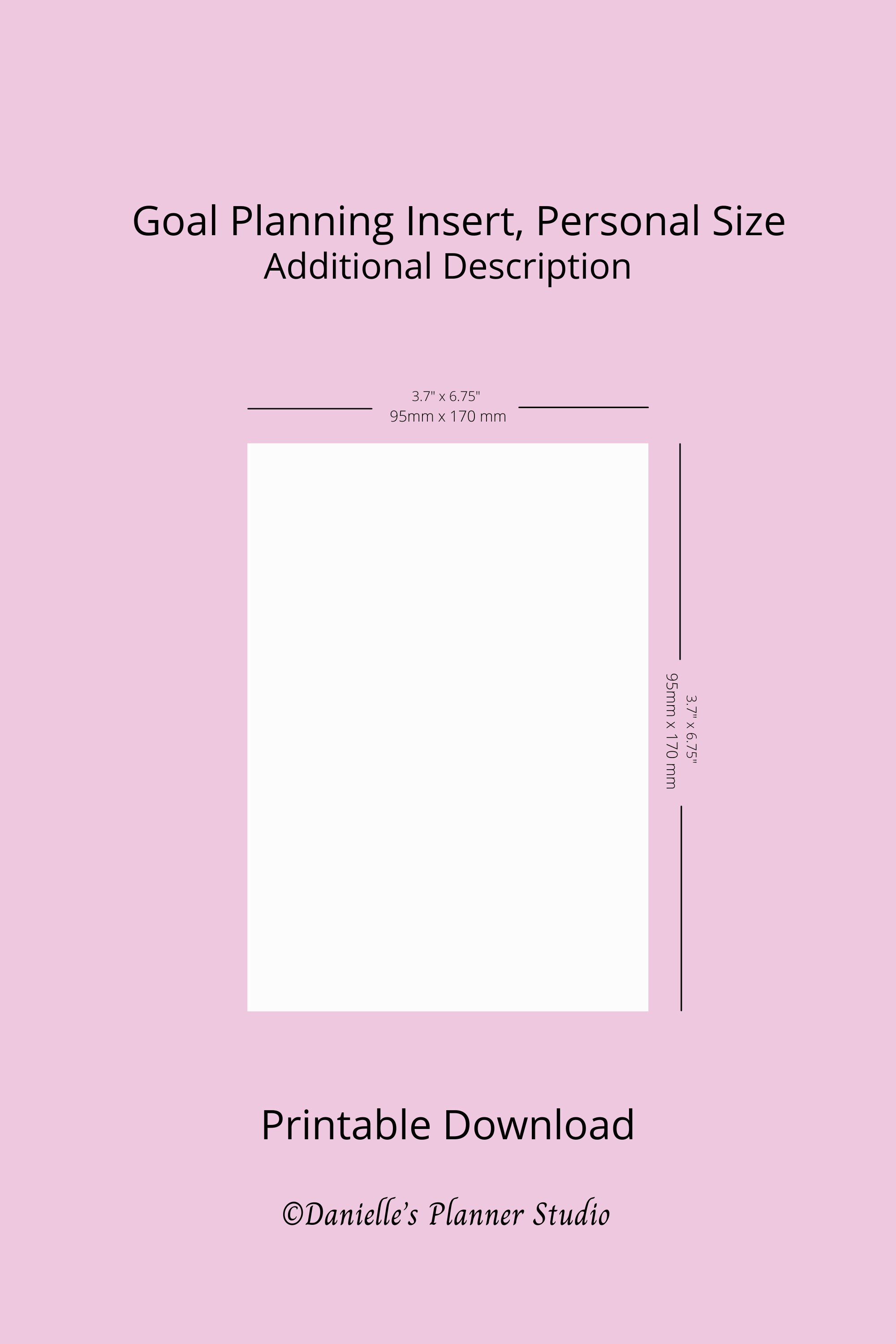 Goal Setting Planner Insert Personal Size, Project Planner Insert ...