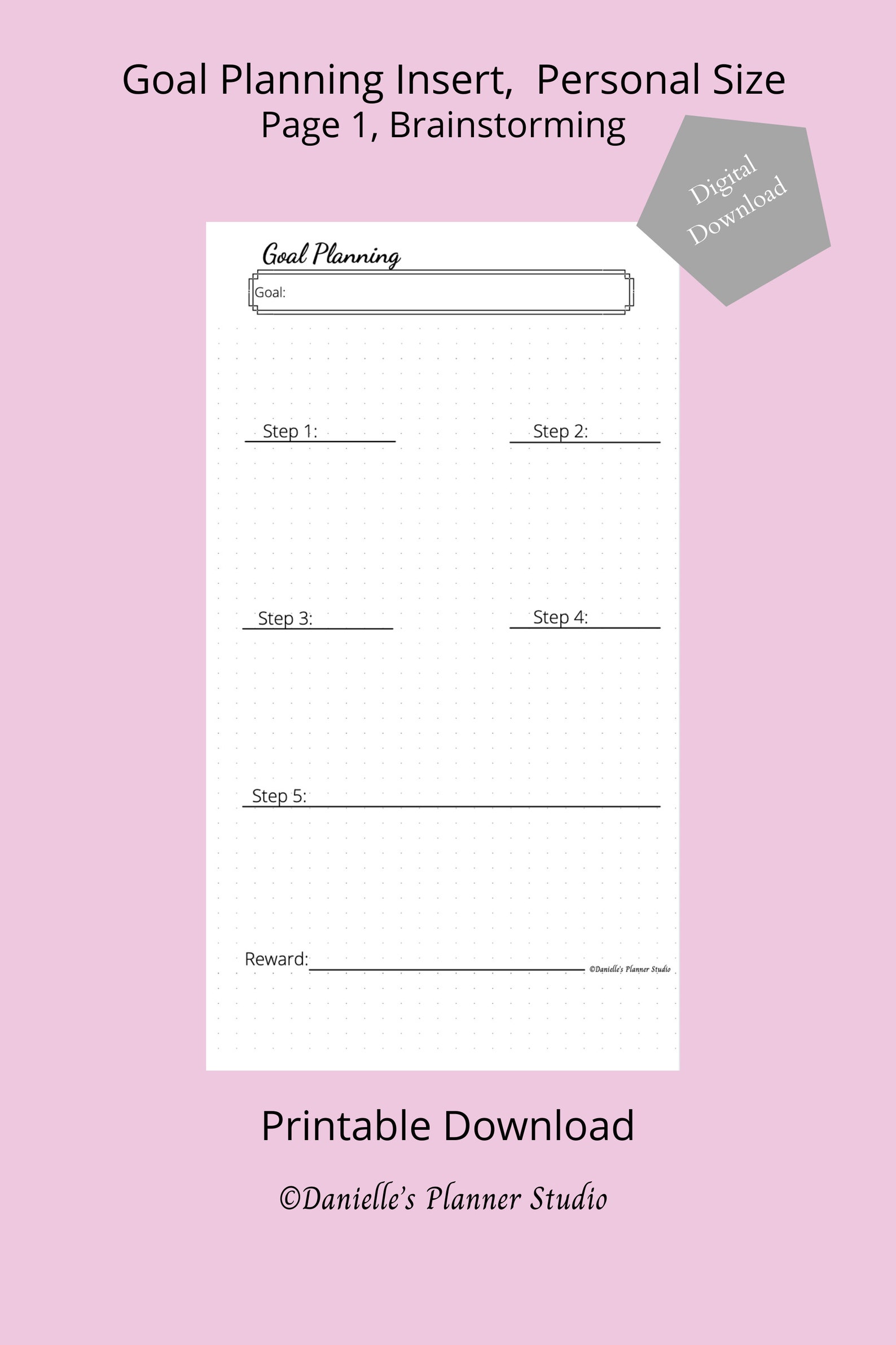 Goal Setting Planner Insert Personal Size, Project Planner Insert ...