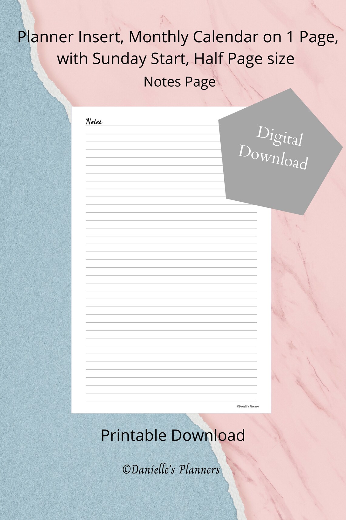 Planner Insert Monthly Calendar on 2 Pages With Sunday - Etsy