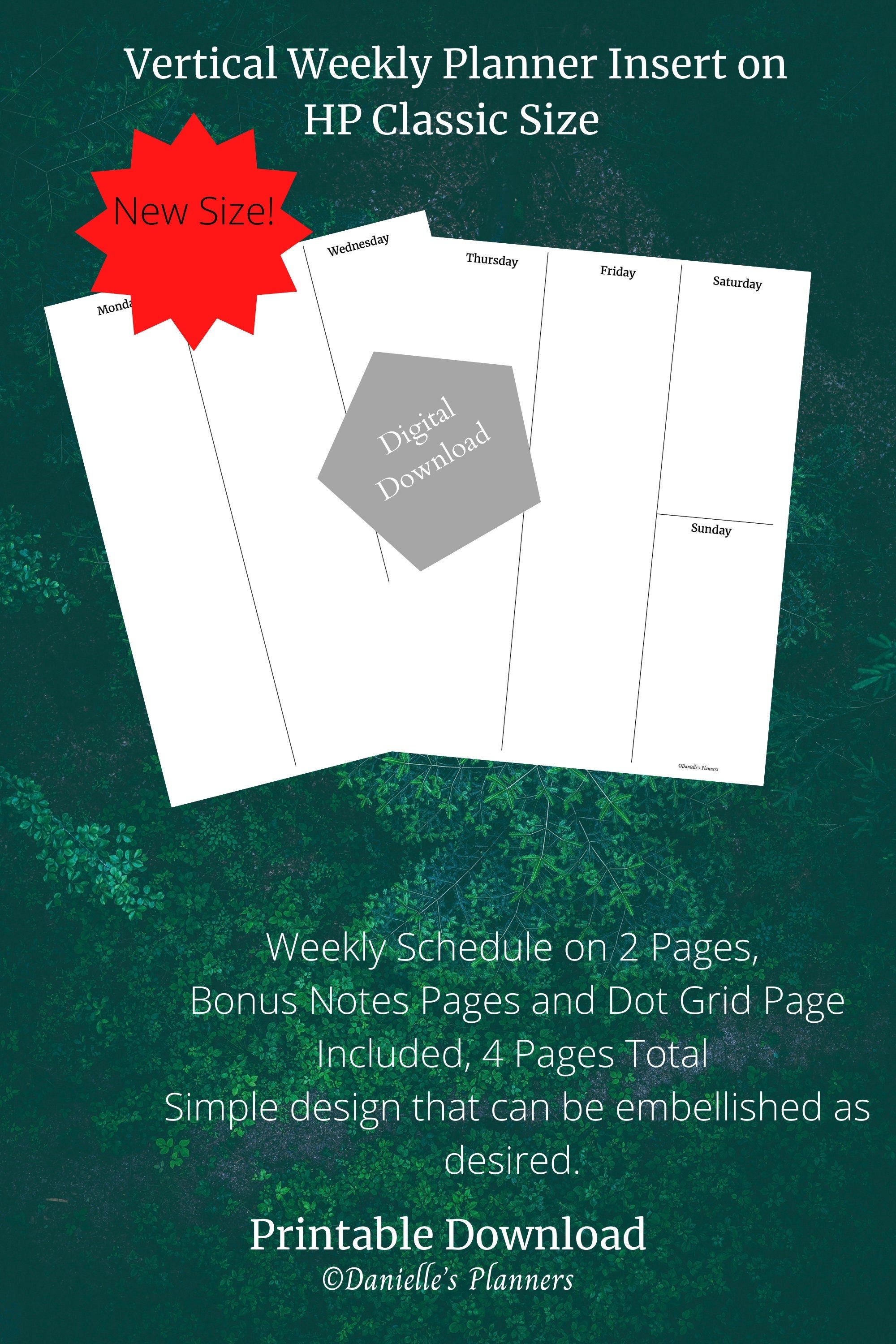 Vertical Weekly Planner With Dot Grid Insert HP Classic, Digital ...